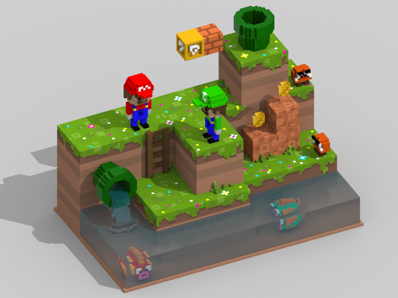 mario en voxel art – Freenambule